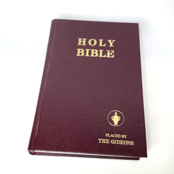 Accents | Holy Bible Placed By The Gideons Red Hard Cover Clean Pages ...